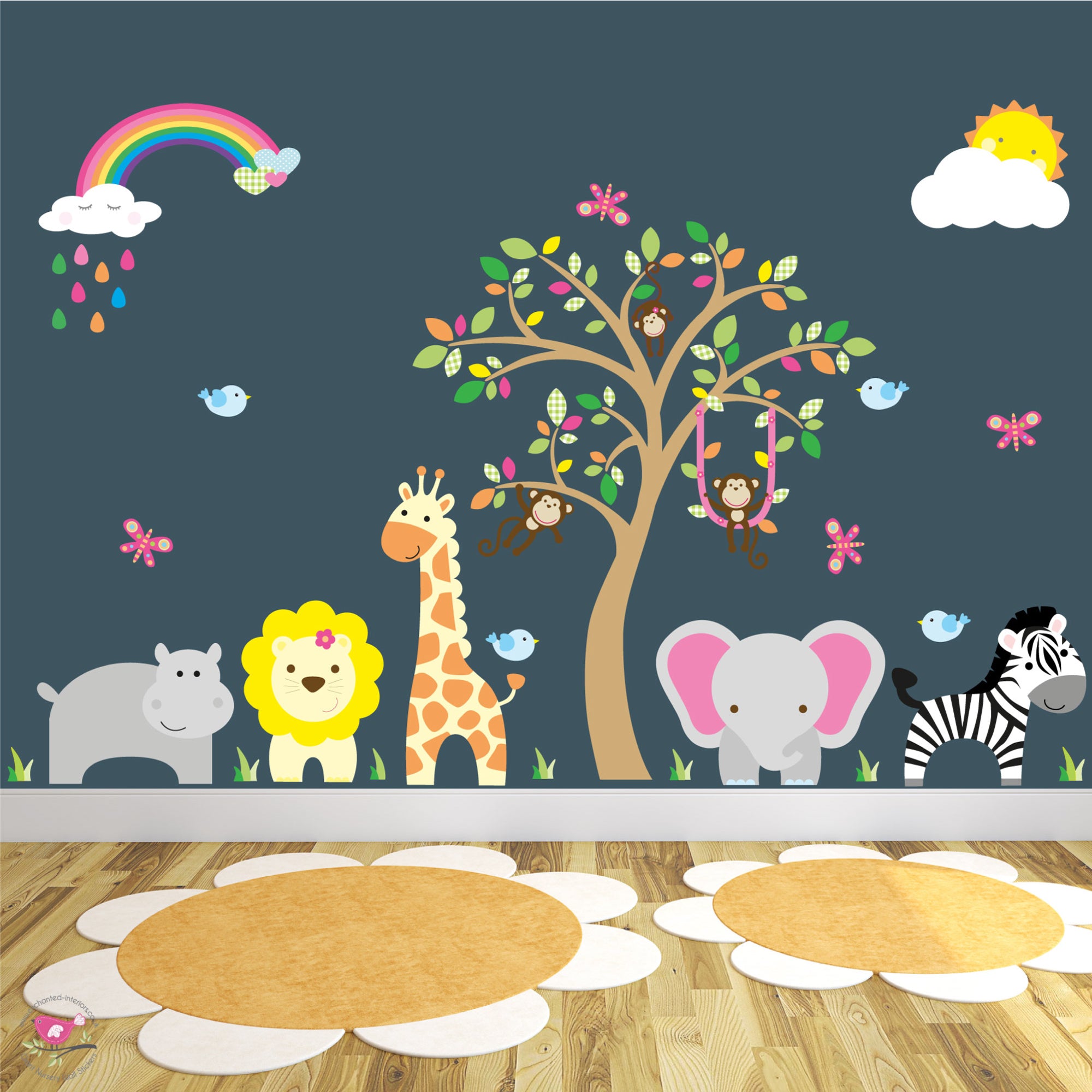 Jungle Stickers for Walls Safari Wall Decals Baby Girls Nursery Decor ...