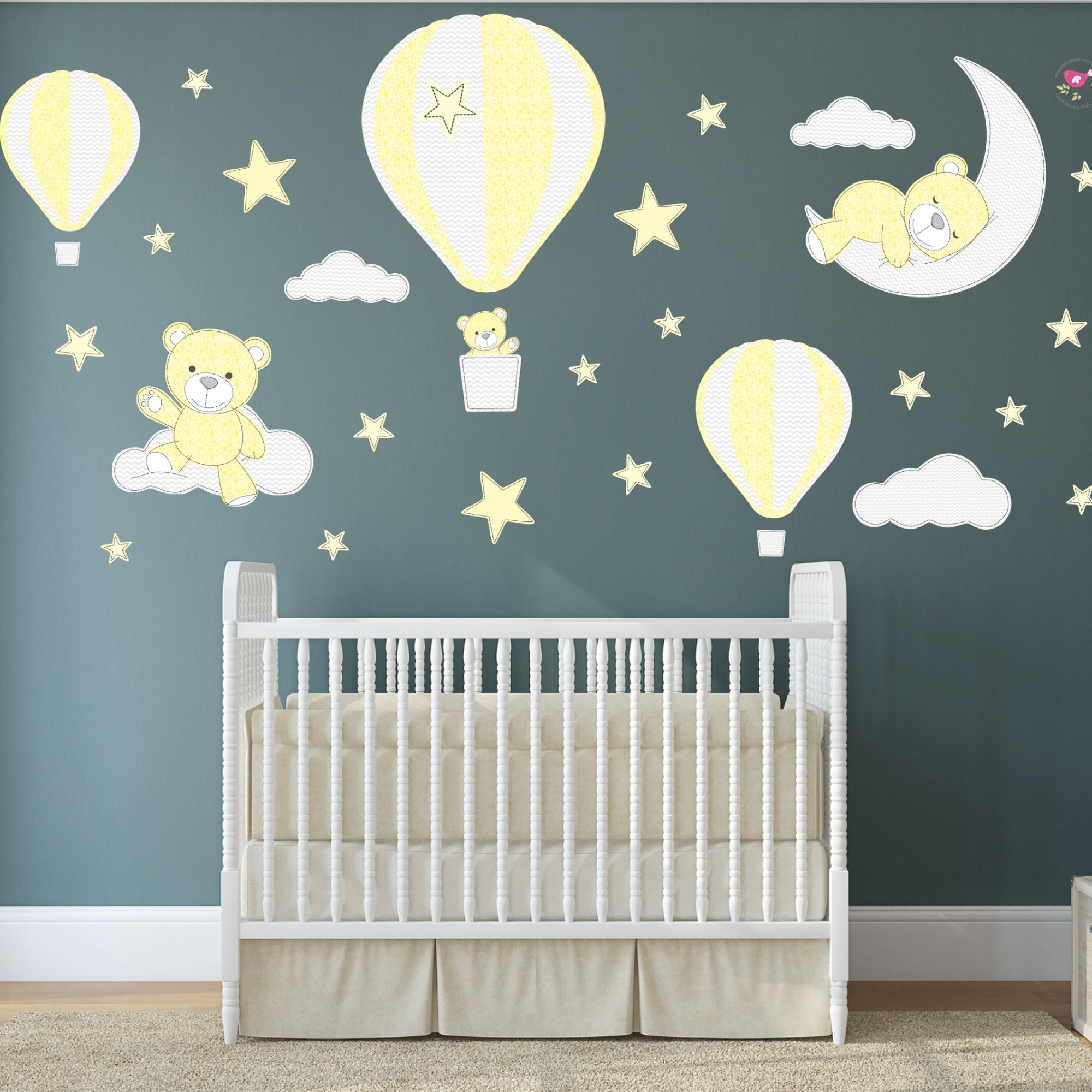 Teddy Bears & Balloons Wall Stickers Yellow – Enchanted Interiors