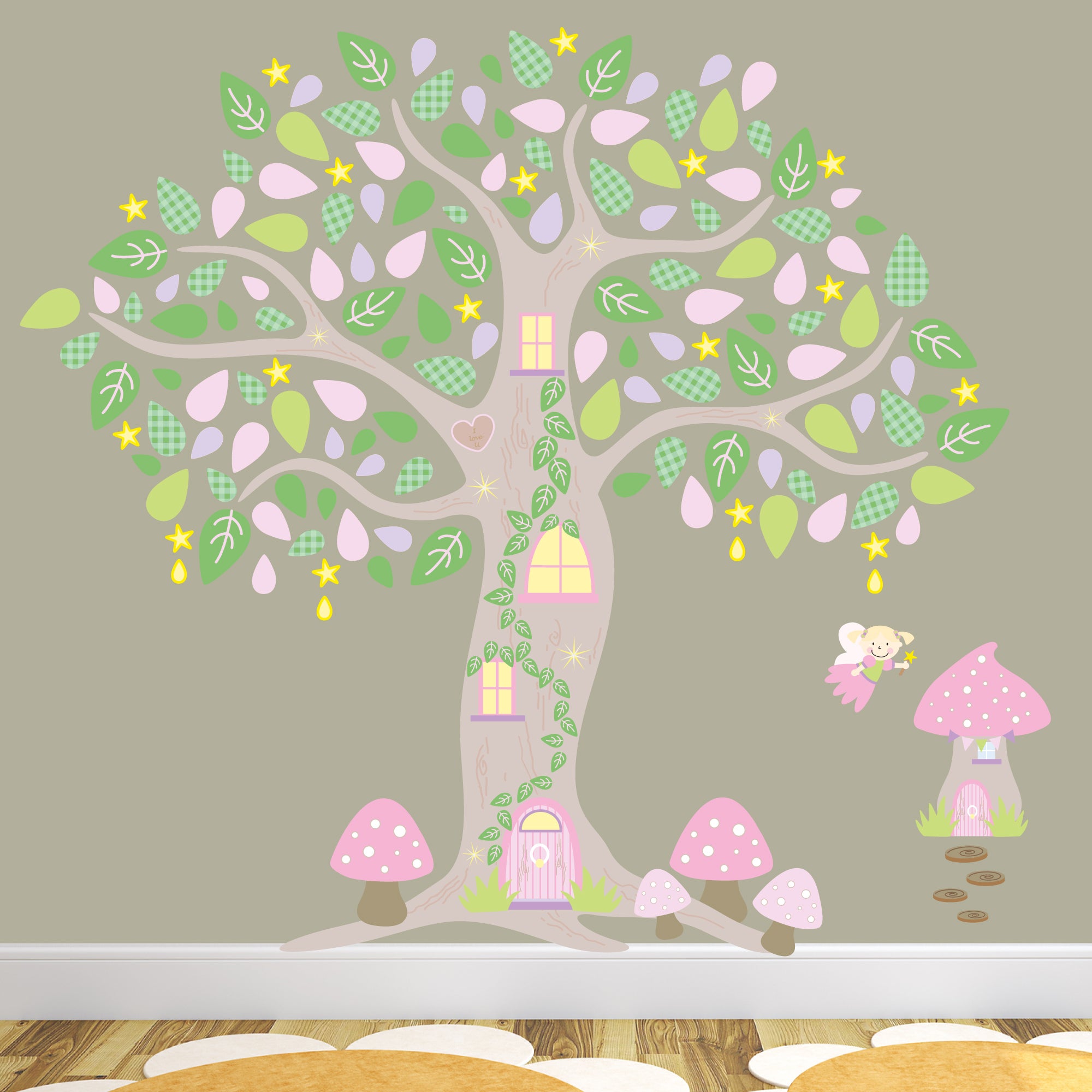 Fairy Folk Enchanted Tree Nursery Wall Stickers Girls Bedroom Decor ...